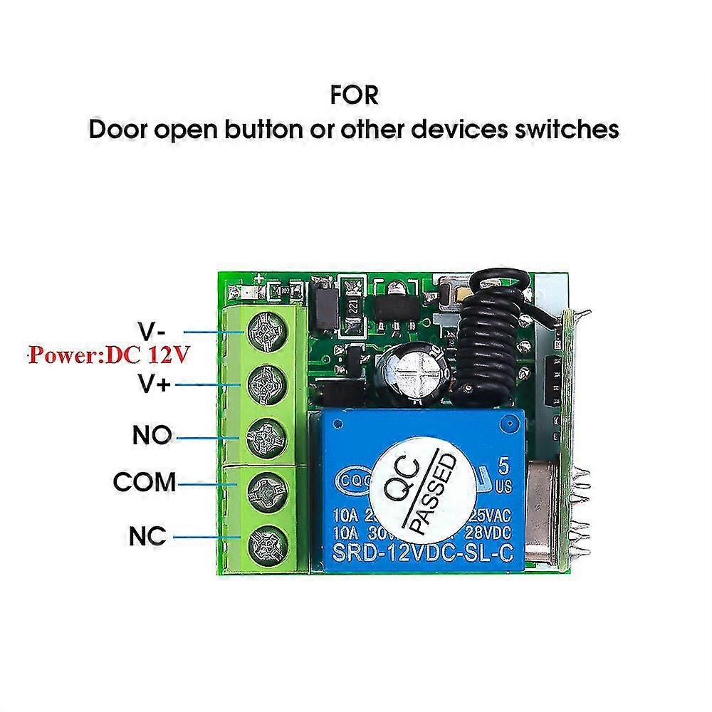 DC 12V 1CH RF Relay Receiver 433MHz Universal Wireless Remote Control ...