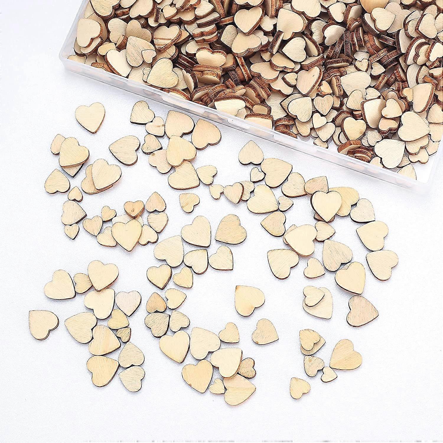 500 Pieces Wooden Hearts, Wooden Heart Slices, Decorations Heart Wood ...