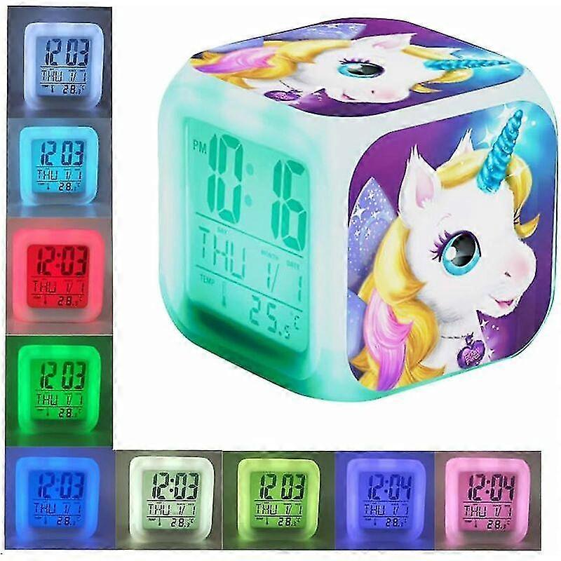 Blue Dream Unicorn Digital Alarm Clocks For Girls, Glowing Night Led ...