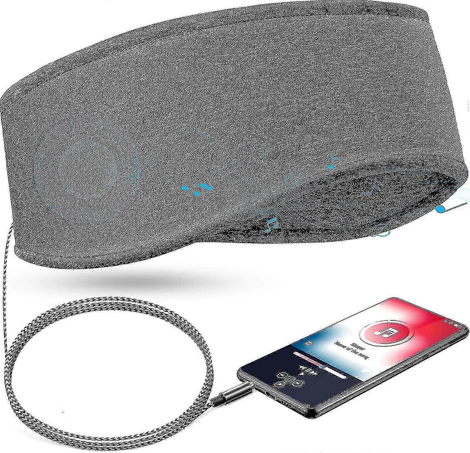 Music Sleep Headband With Headphones, 3.5mm Wired Soft Elastic Travel ...