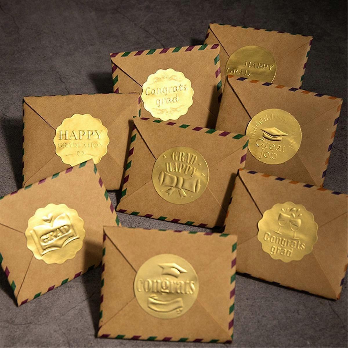 320PCS Graduation Stickers Gold Coin Stickers Gold Embossed Graduation ...