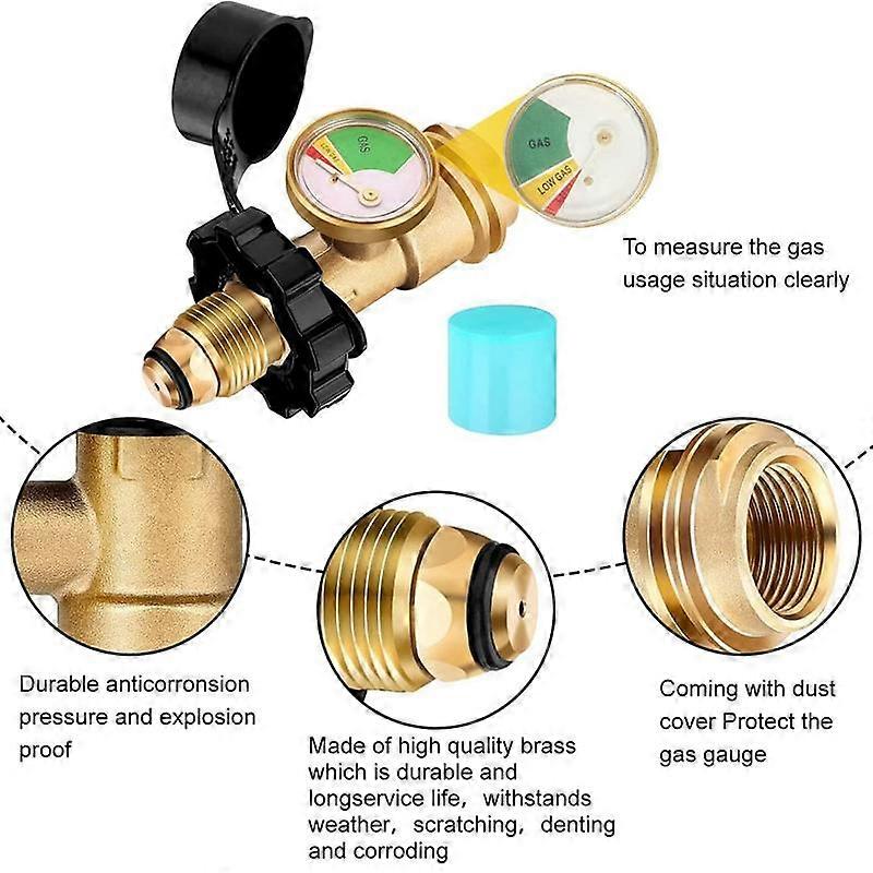 Universal Propane Tank Adapter with Gauge Converts QCC1/Type 1 Propane Tank Gauge Level ...