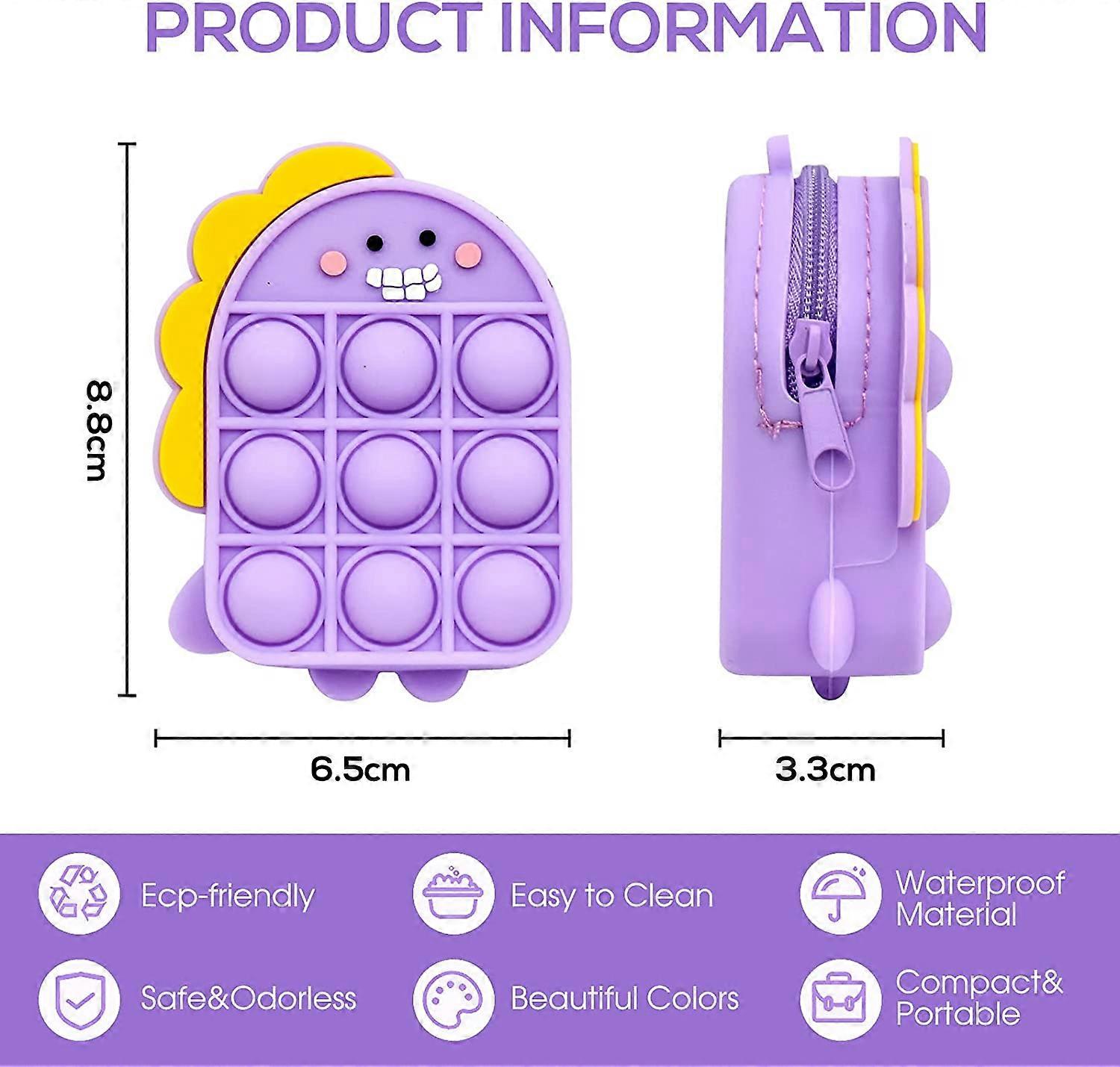 Pop Coin Purse Bag Fidget Toy Rainbow Cute Dinosaur Pop Fidget Bag Toy ...