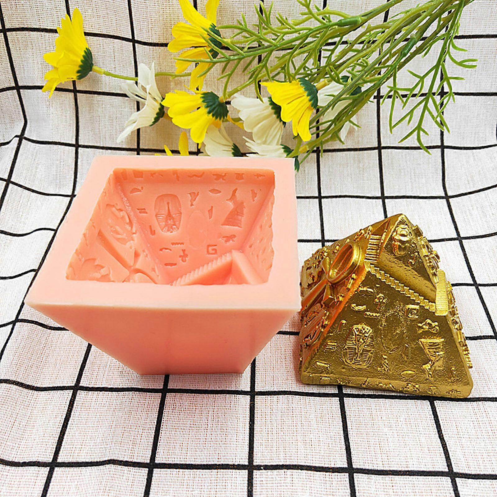 3D Egyptian Pyramid Silicone Candle Mold Handmade Fondant Plaster Mould ...