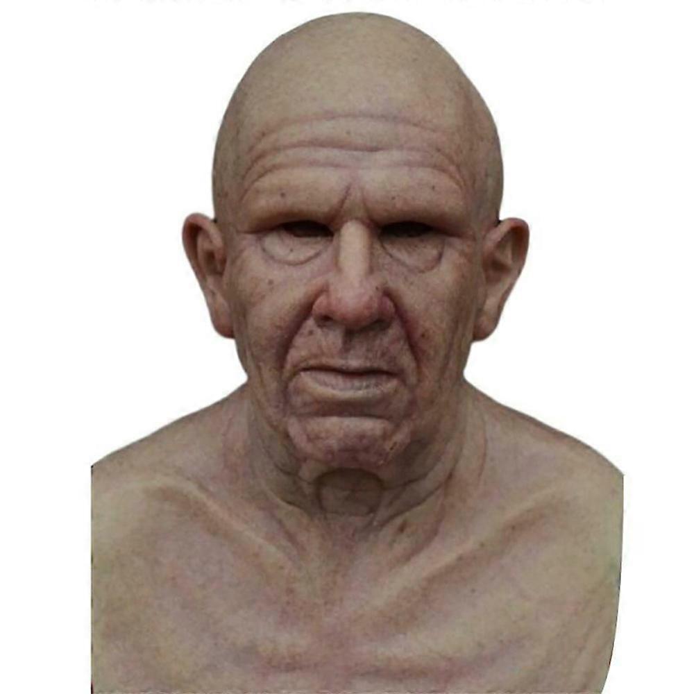 Bald Man Creepy Wrinkle Face Mask Cover Halloween Party Carnival ...
