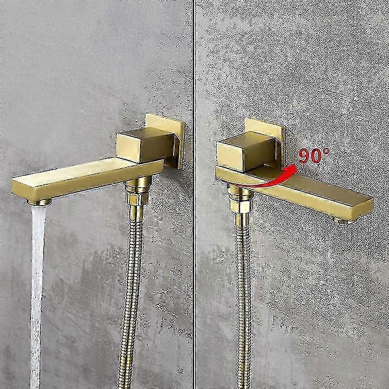 G1/2" Square Wall Mounted Solid Brass Shower Spout With Diverter Valve ...
