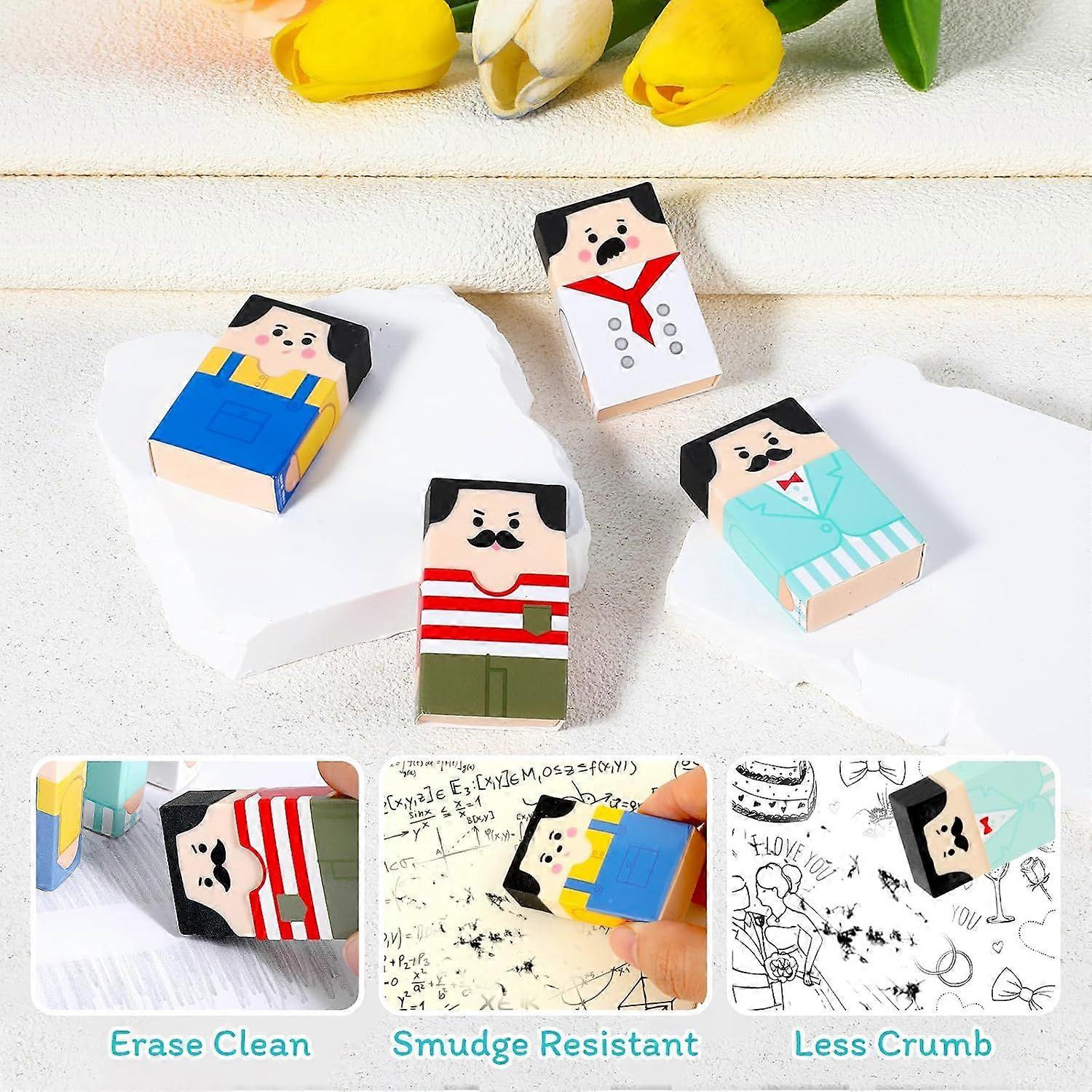 4Pcs Cute Bald Man Erasers, Fun Hairy to Hairless Bald Uncle Desk ...