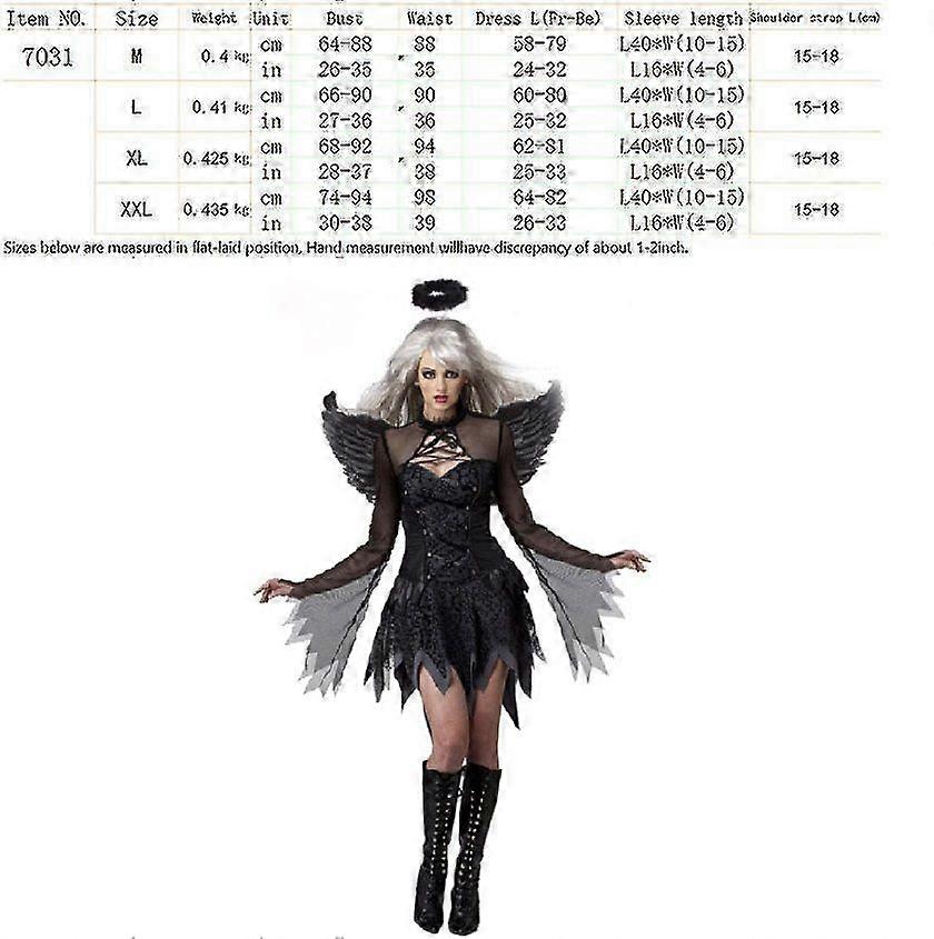Ladies Angel Demon Costume for Halloween, Black Devil Angel Dress Party ...