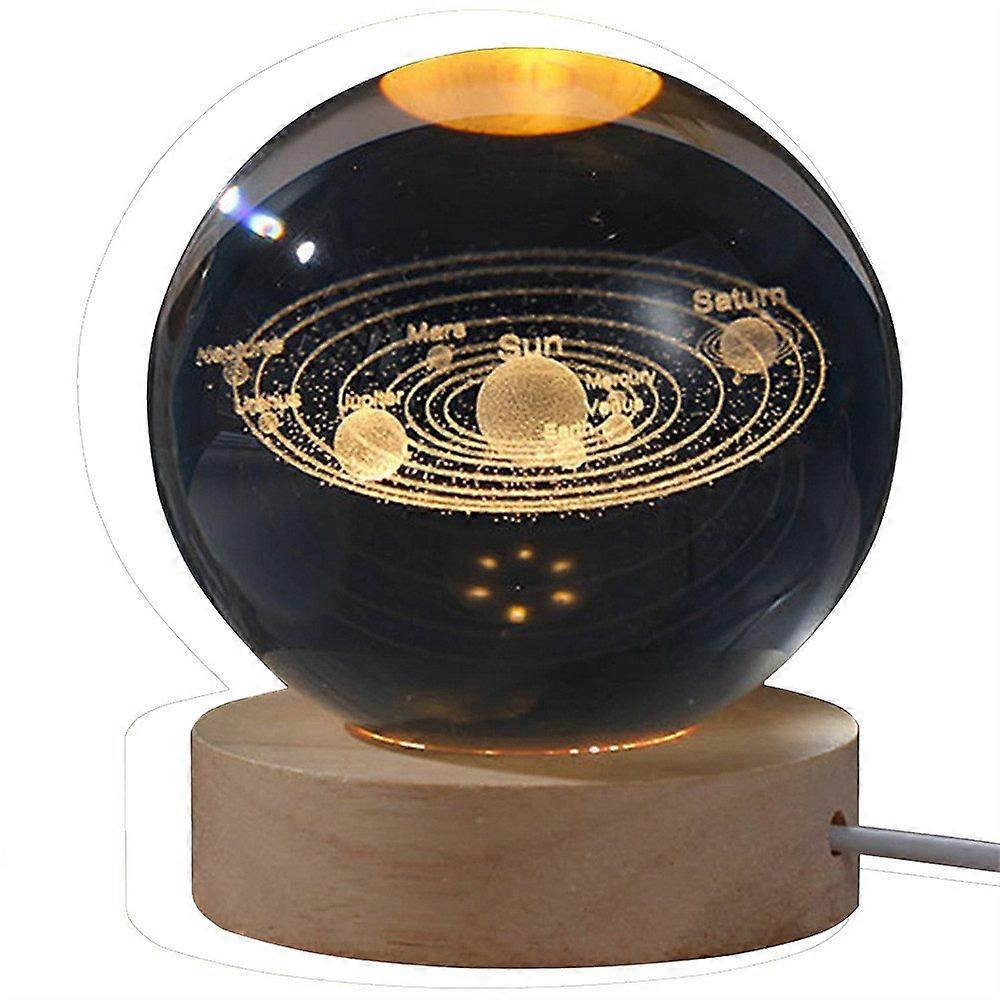 3D Crystal Ball Night Light, USB 3D Solar System Crystal Ball, Unique ...