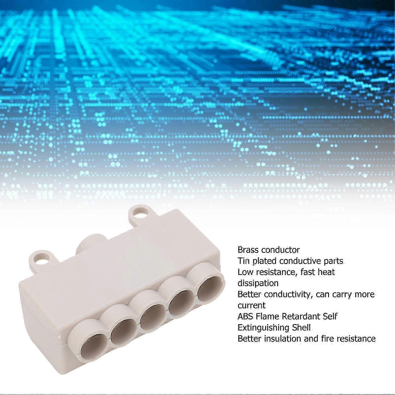 4pcs 1 to 5 Splitter Wire Connector 1000V 80A Brass Conductor High Power Inline Terminal Block ...