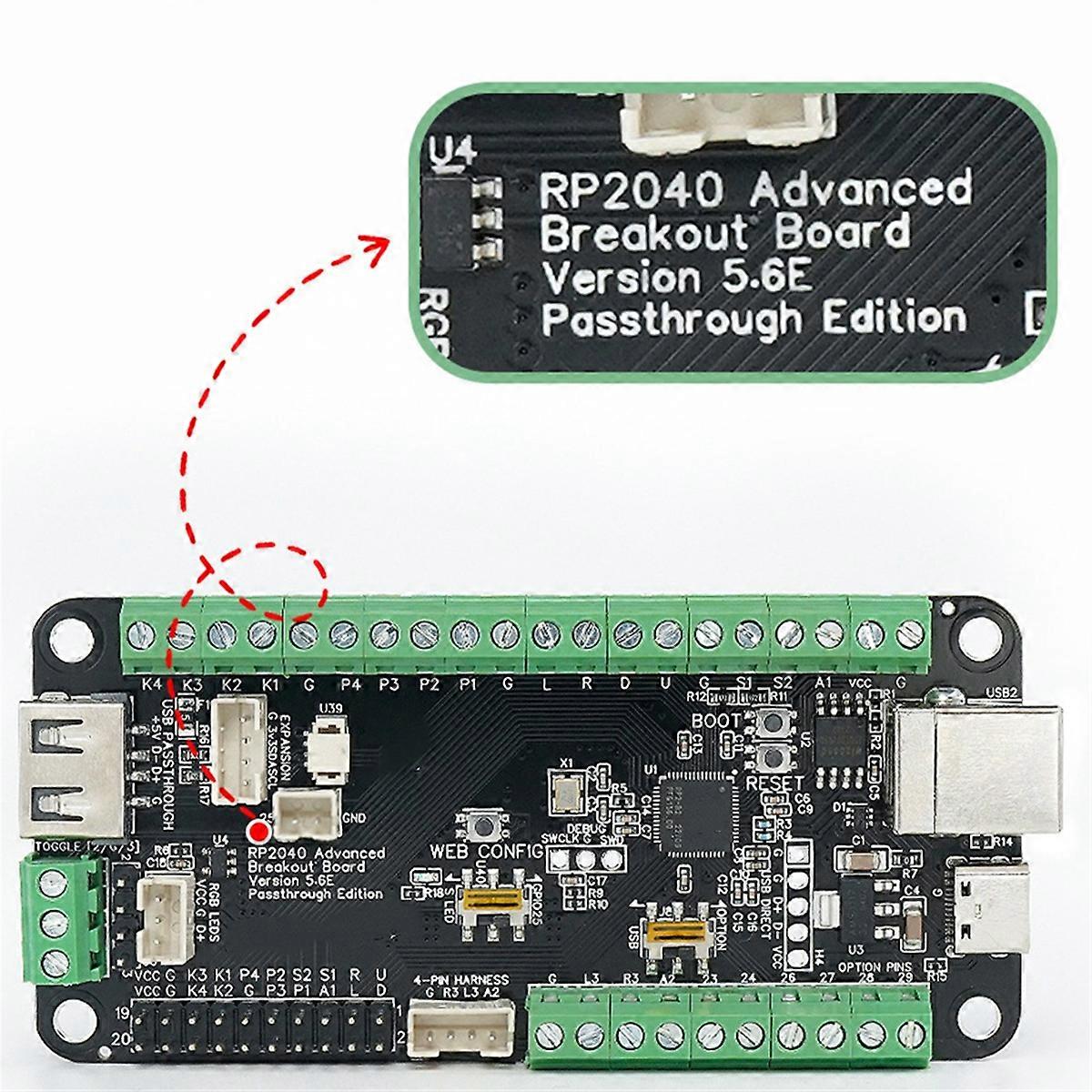 GP2040 RP2040 Advanced Breakout Board USB Passthrough Fighting Board ...