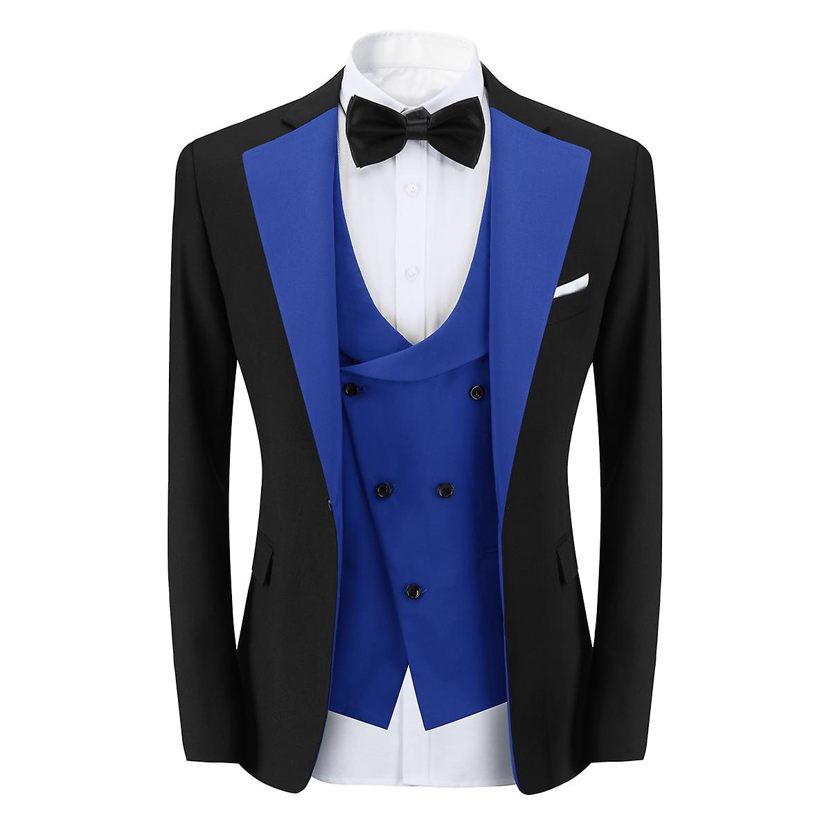 Youthup Mens 3 Piece ColorBlock Suits Dress Wedding Party Blazer and ...