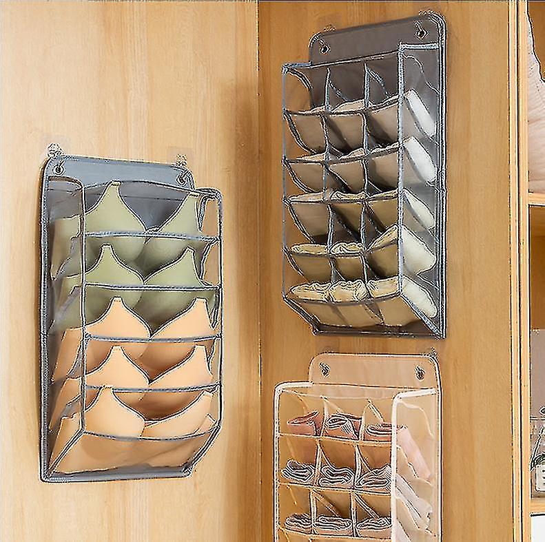 Closet Hanging Bra Organizer Mesh Pockets Storage Bag For Bra Socks ...
