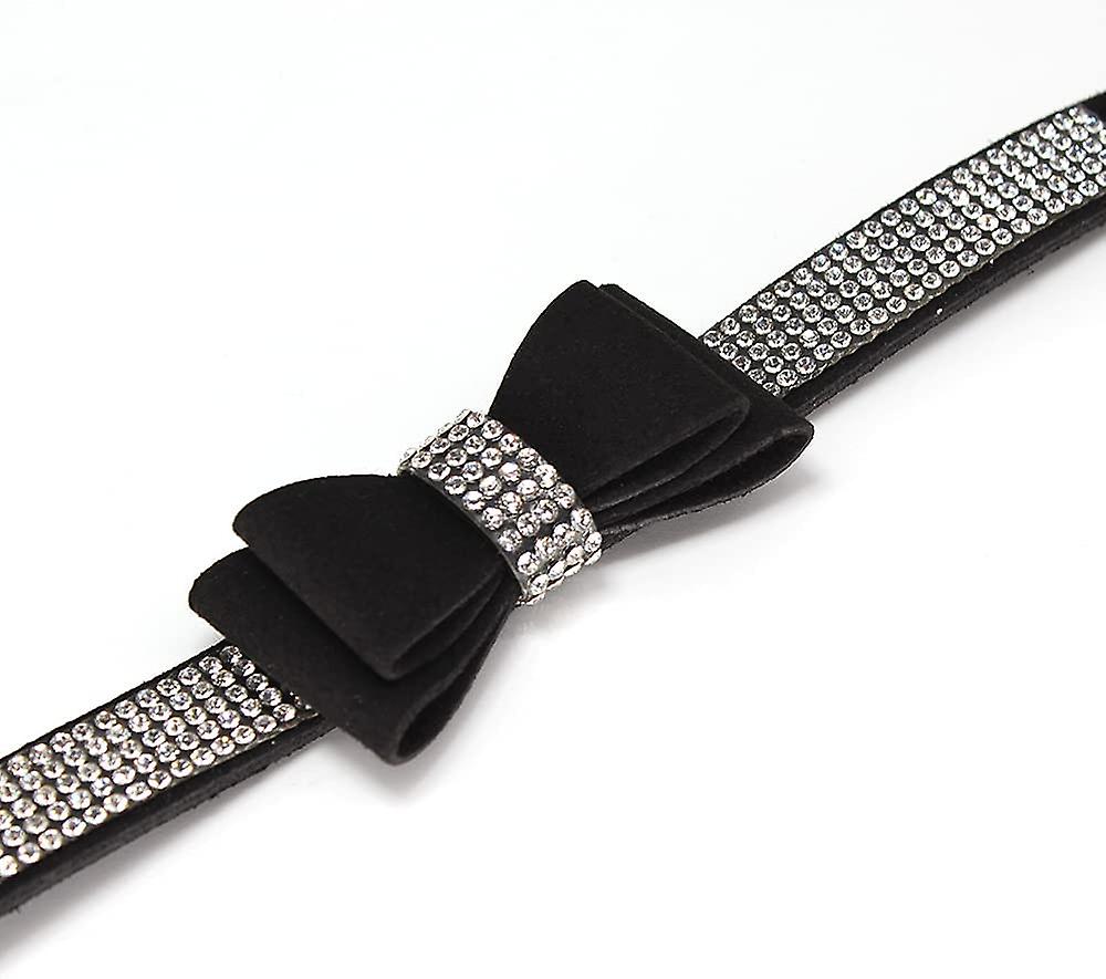 Bowtie Dog Collar With Rhinestone Jeweled Crystal Dazzling Soft Collars ...
