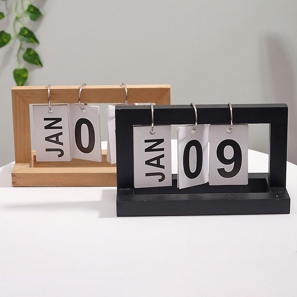 Perpetual Wood Vintage Calendar Desktop Flip Perpetual Paper Calendar ...