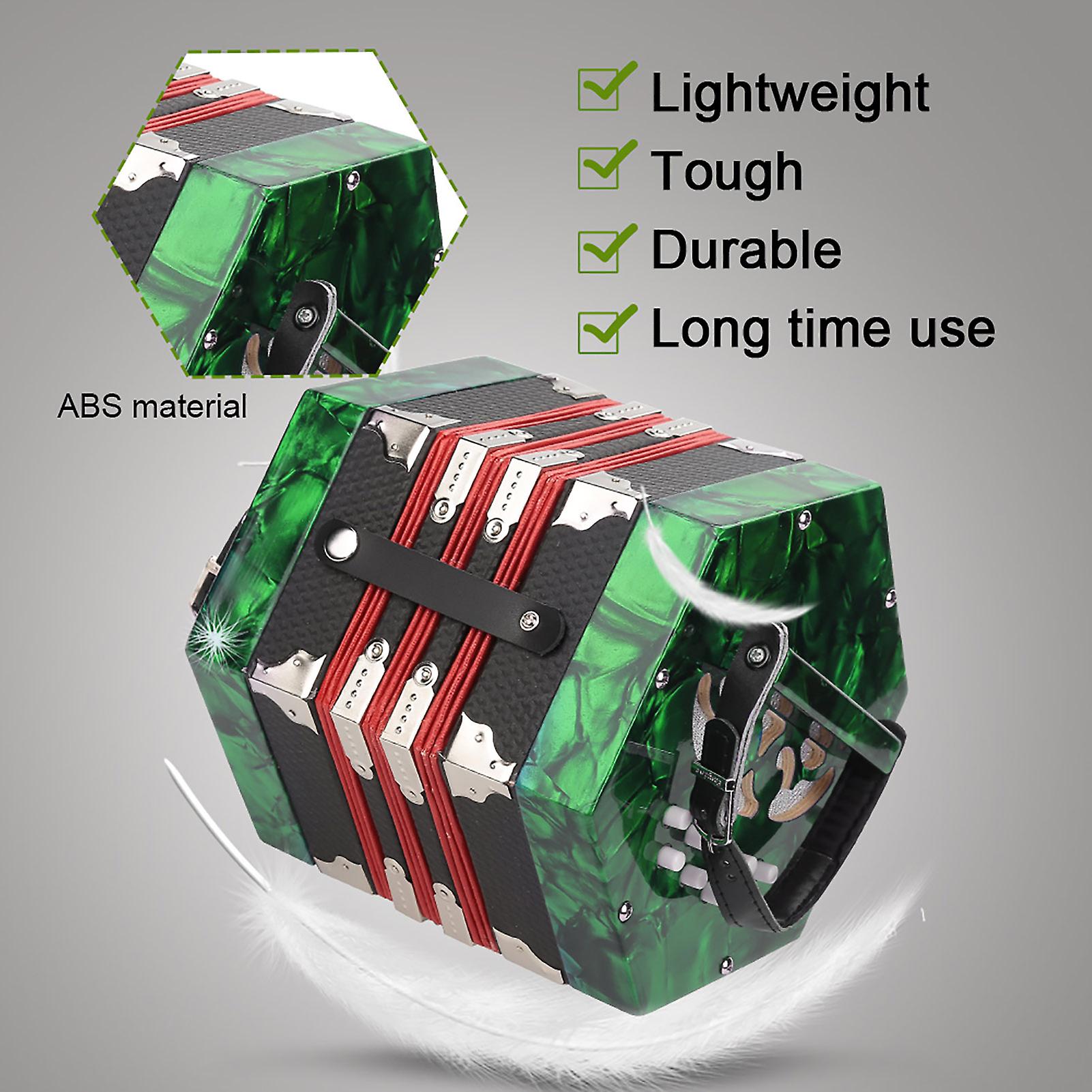 Professional Grade Green 20-Button Accordion Concertina Musical ...