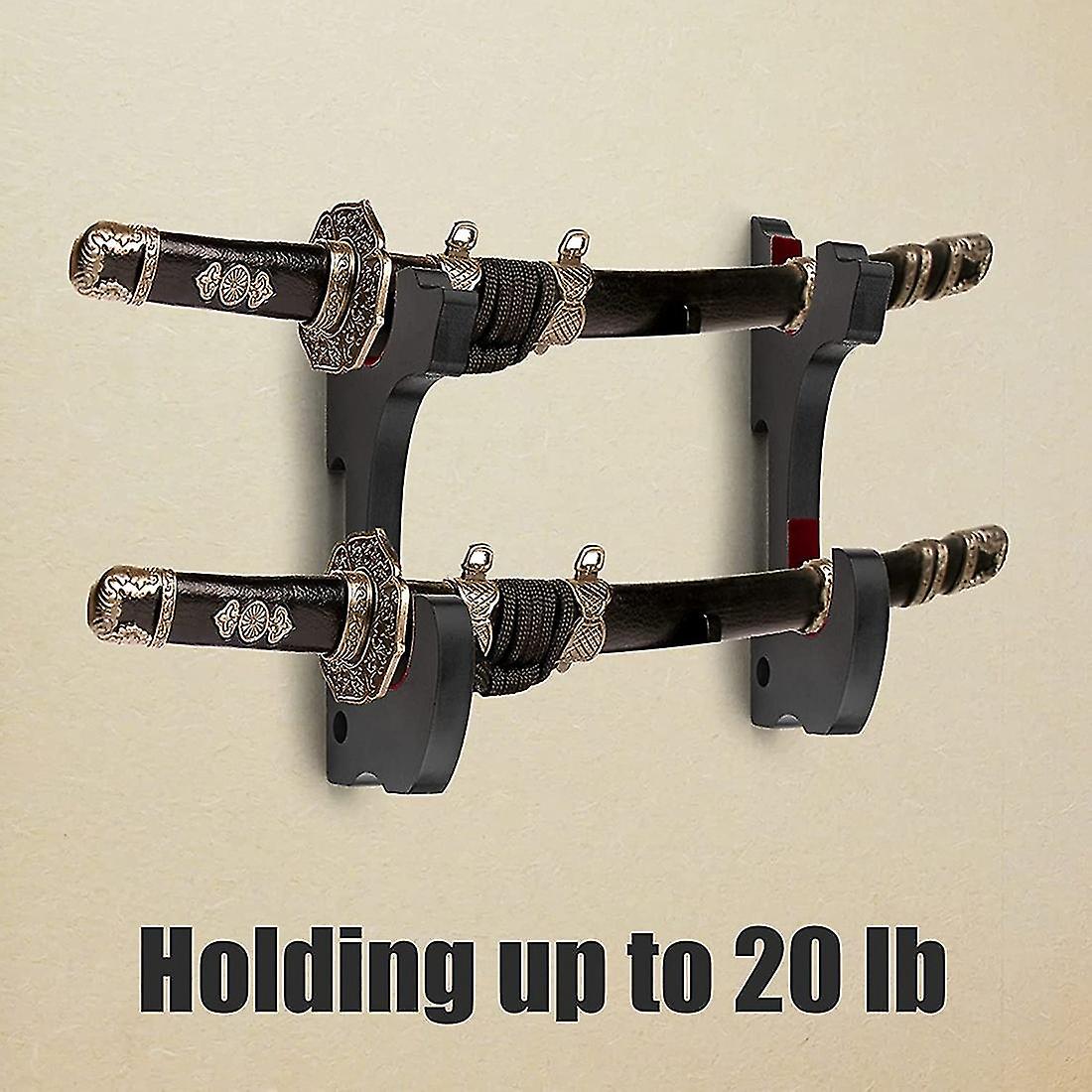 Sword Wall Mount 2/set 1-tier Padded Katana Holder Adjustable Display ...