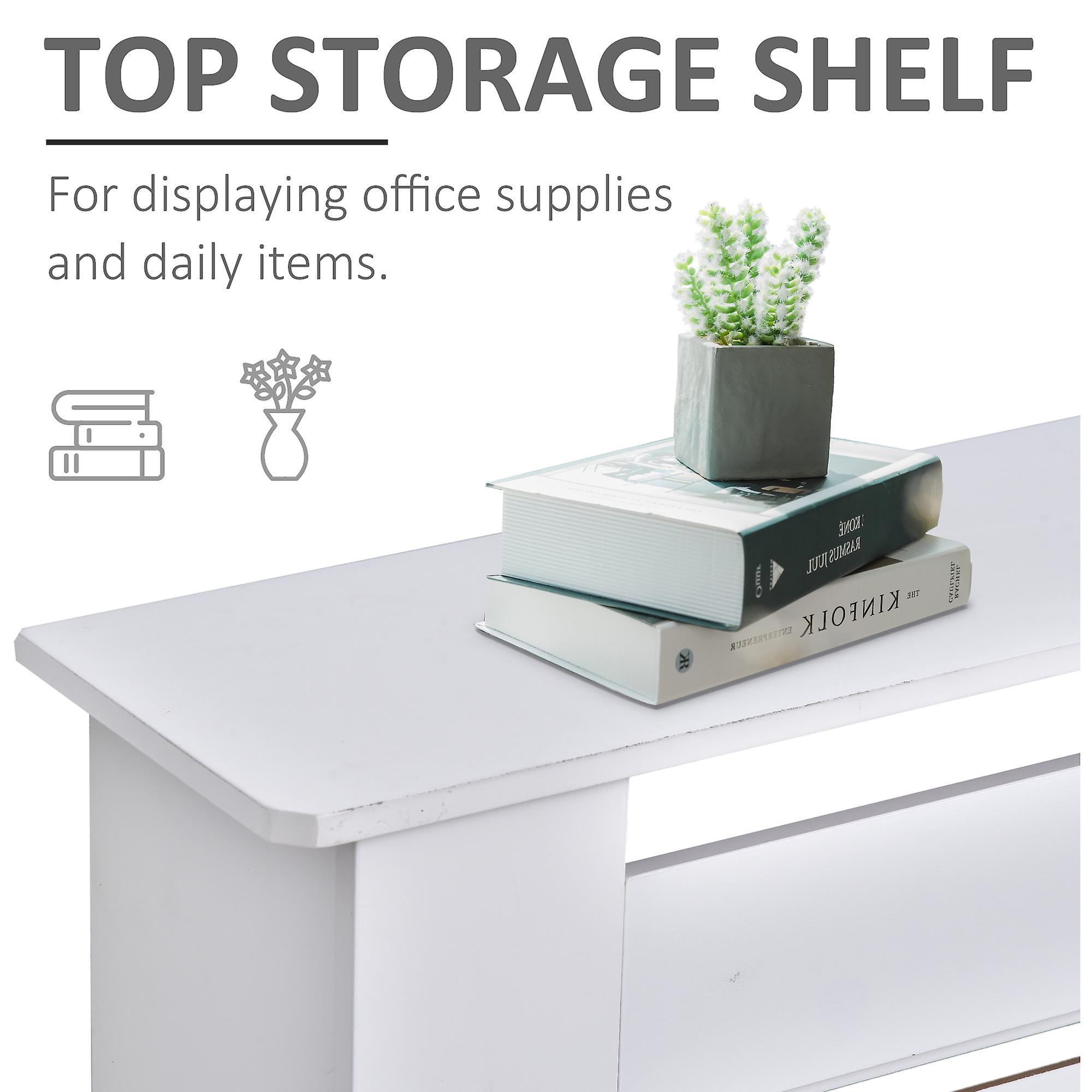 HOMCOM Extendable Radiator Cover Cabinet Slatted Design MDF White Home ...