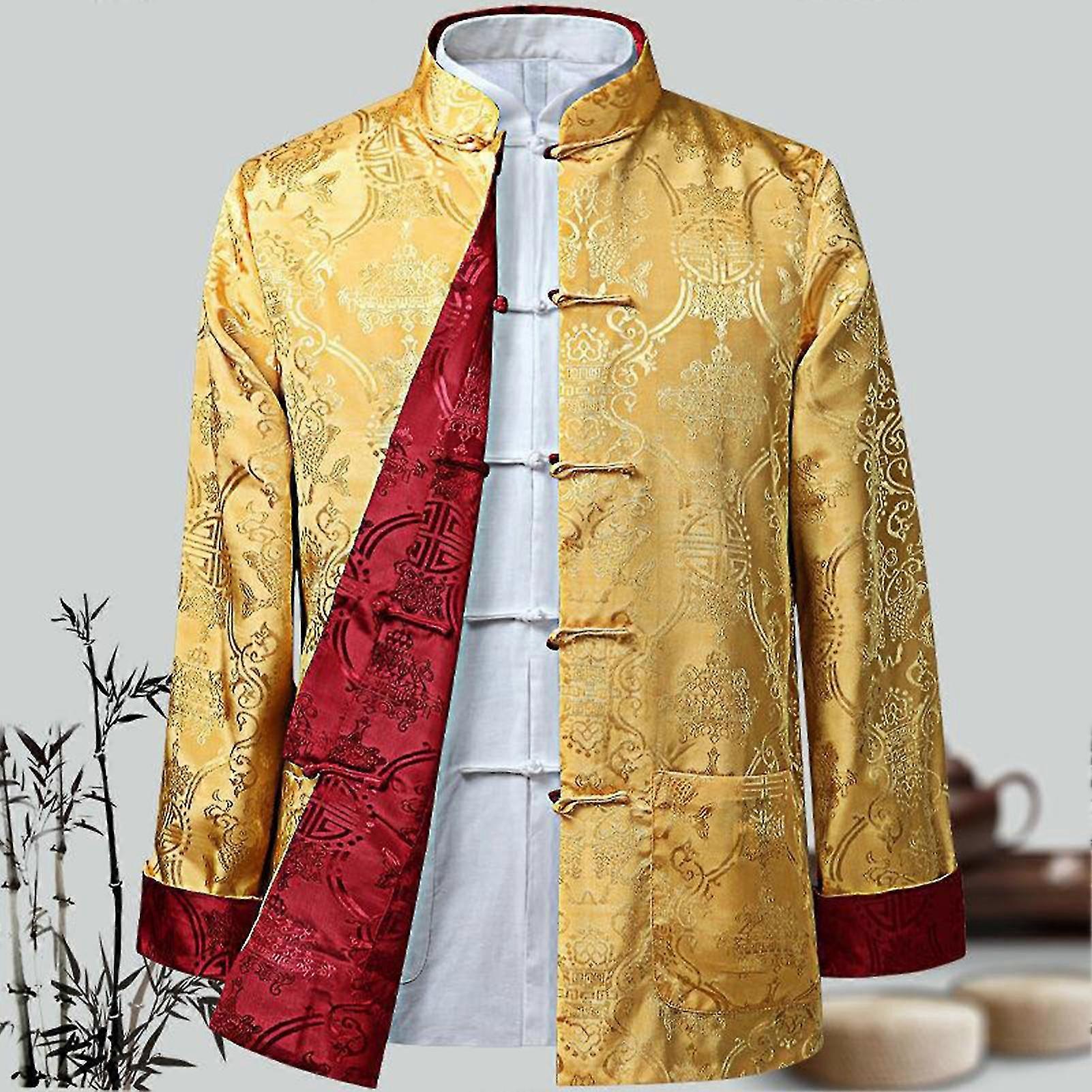 Tang Suit Coat Retro Long Sleeved Reversible Chinese Style Traditional ...
