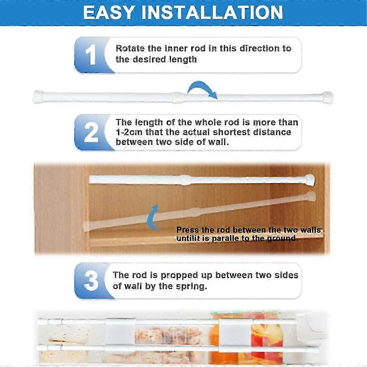 4 Pcs Double RV Refrigerator Bars Adjustable Fridge Tension Rods RV ...