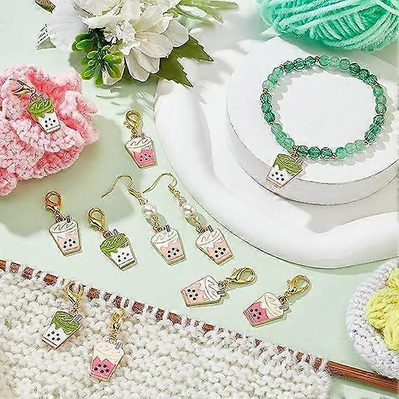 24 Pcs Boba Milk Tea Cup Stitch Markers, Alloy Enamel Crochet Stitch ...