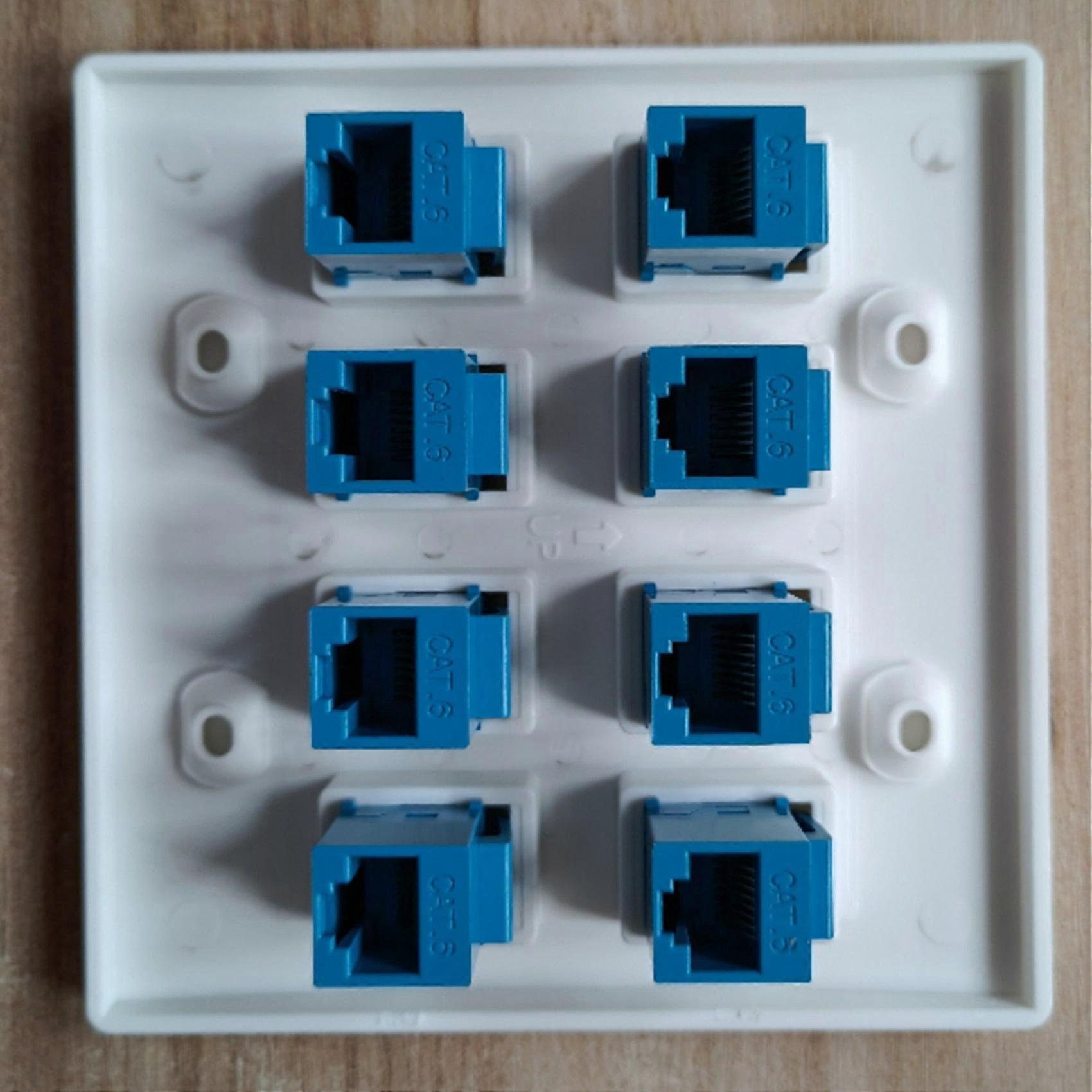 Ethernet Wall Plate 8 Port - Double Gang Cat6 RJ45 Network Cable ...
