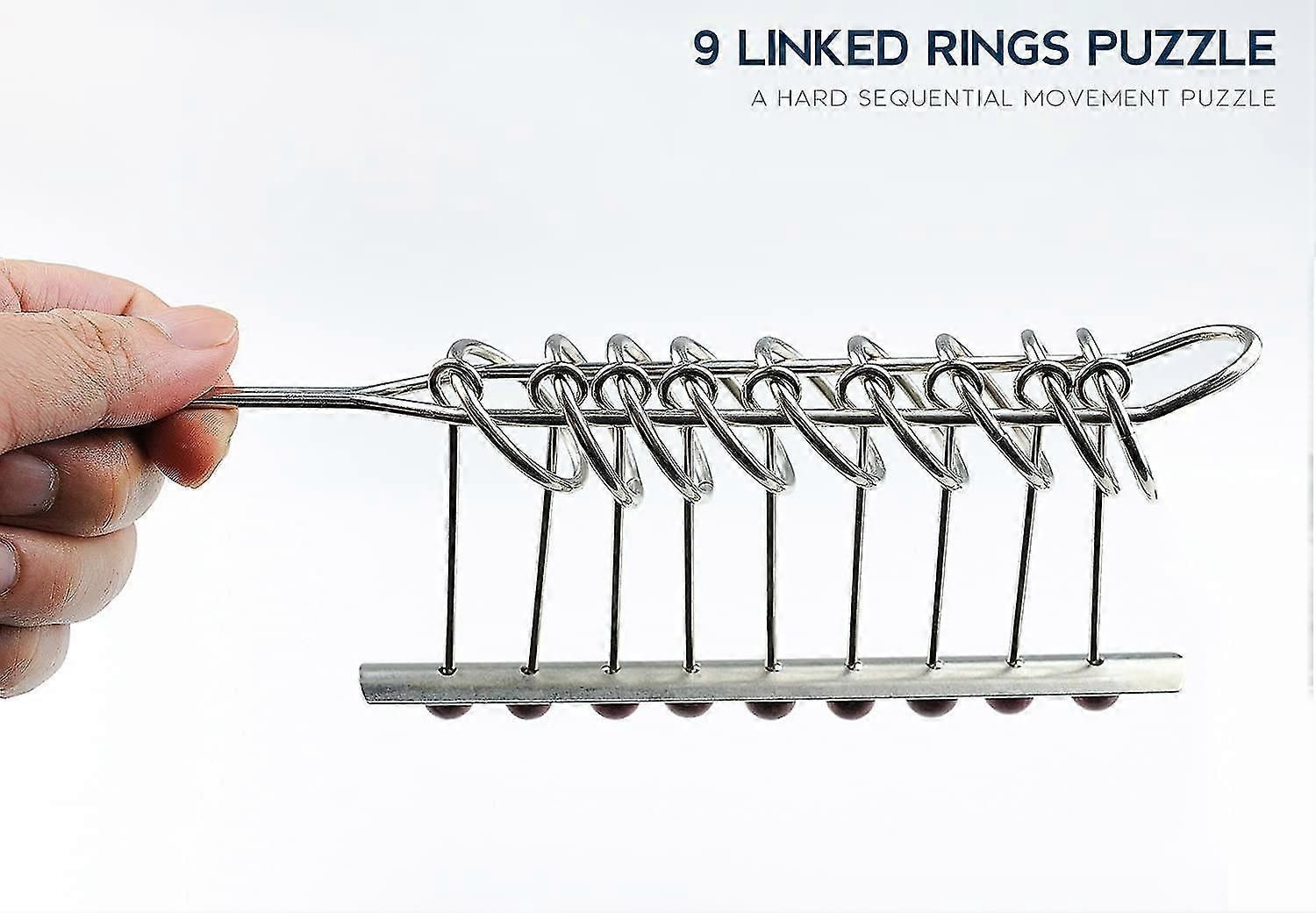 Suxm Adult Puzzles - 9 Linked Rings Brain Games - Brain Teasers For ...