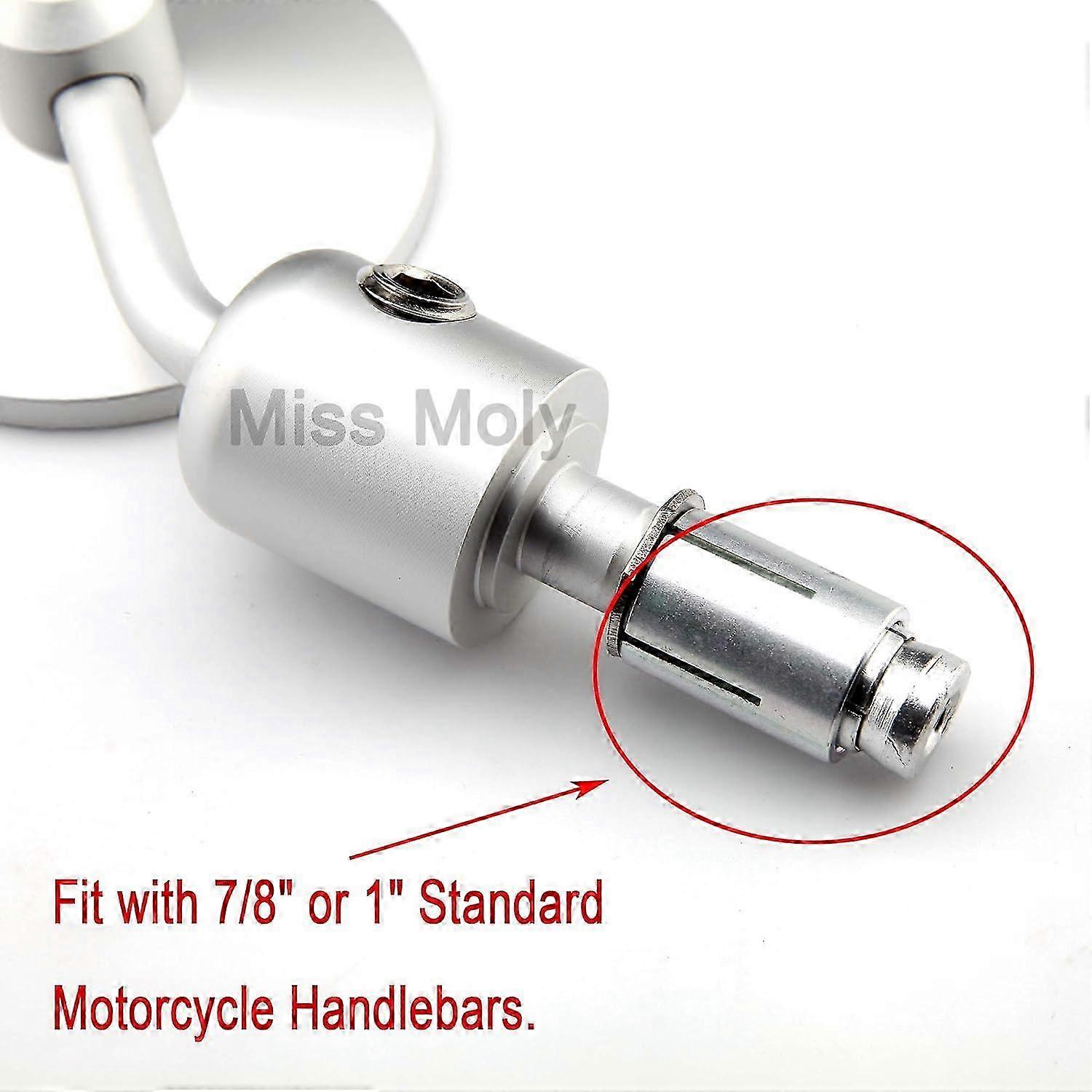 7/8" 22mm Motorcycle Handlebar Rear View Mirror 3 Inch Round Side ...