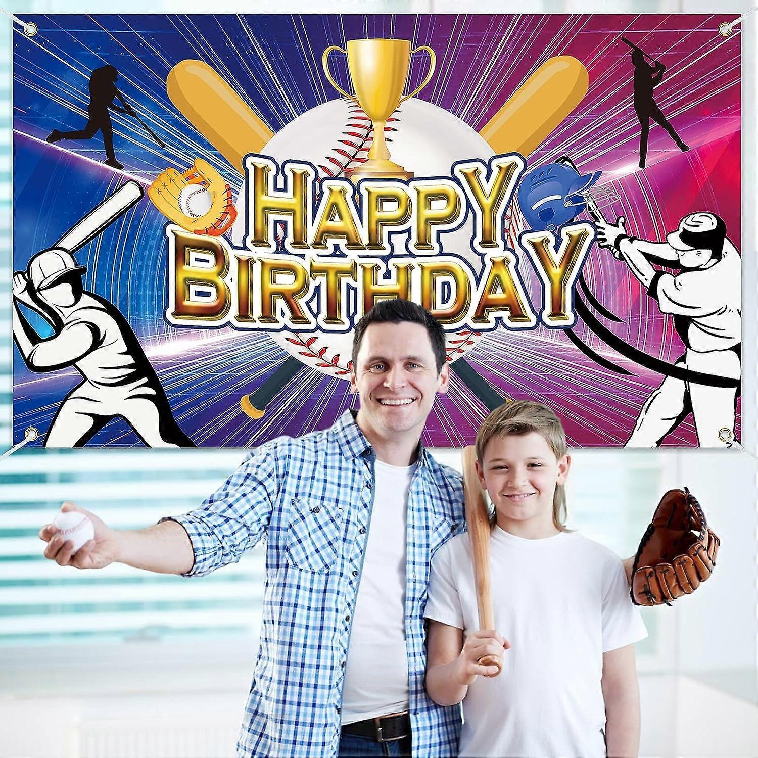 Baseball Party Decorations Banner Backdrop Baseball Happy Birthday ...