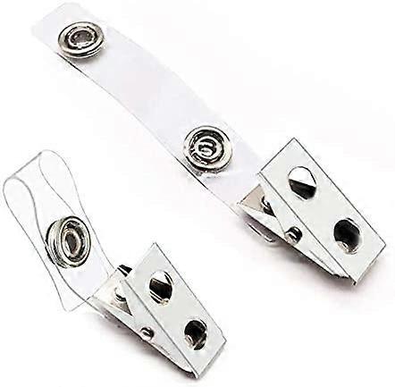 100Pcs Premium Metal Badge Clips with Clear PVC Straps for ID Cards ...