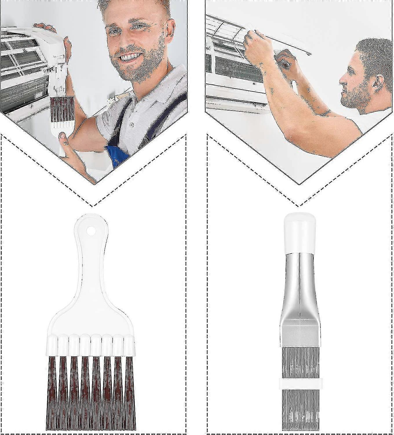 2pcs Air Conditioner Condenser Fin Comb,refrigerator Coil Cleaning Whip ...