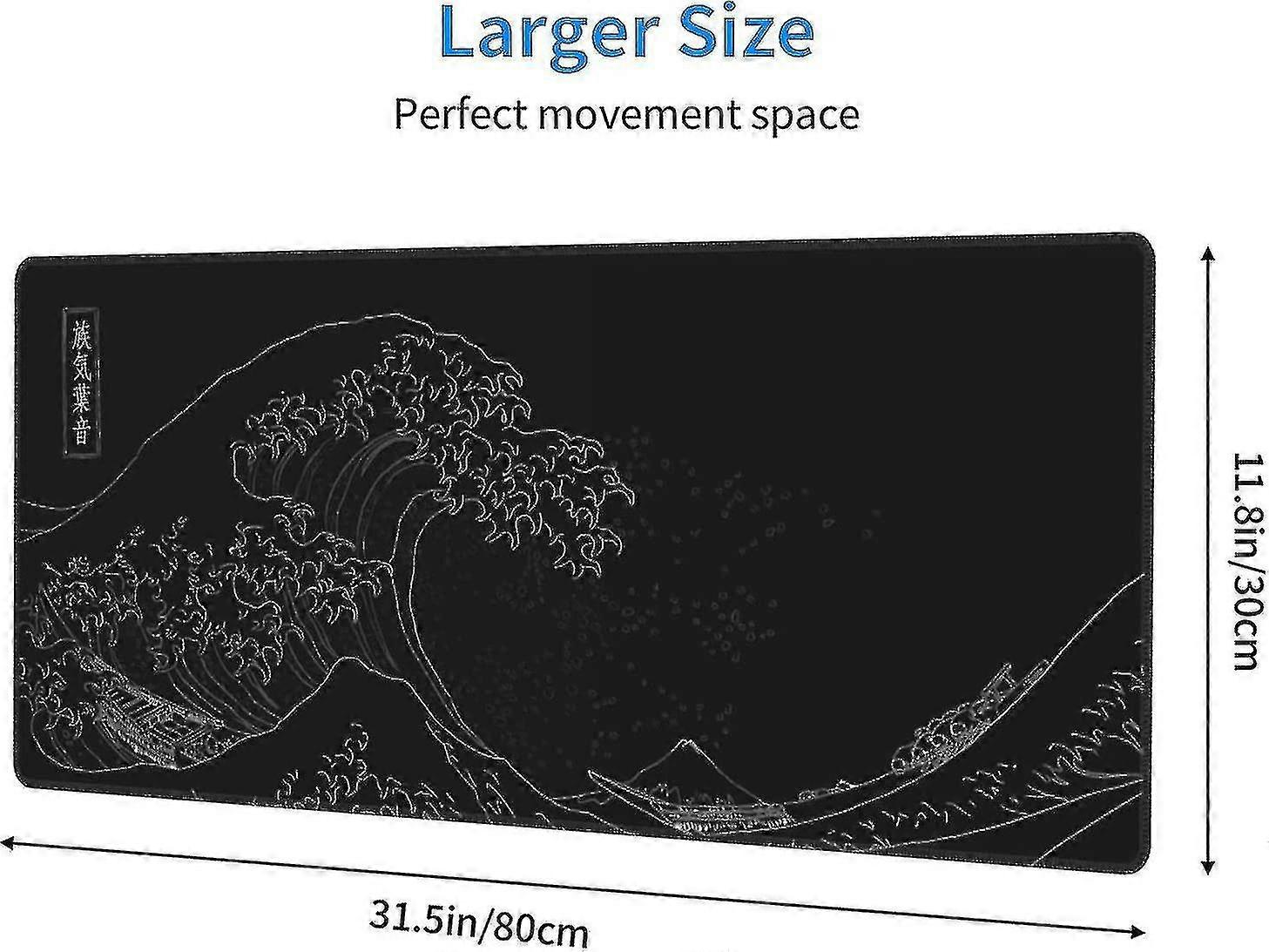Extended Large Anime Black Mouse Pad The Great Wave Off Kanagawa ...