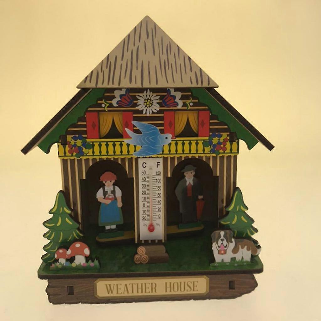 for Creative Wooden House Barometer Thermometer Wall Mounted Weather ...