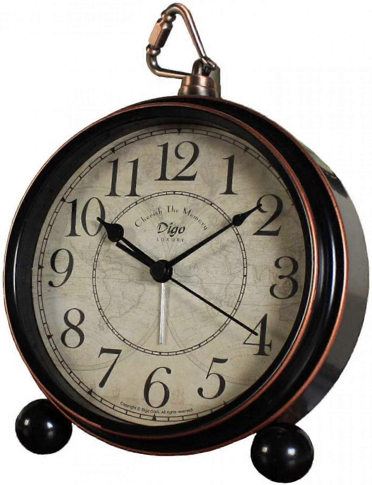 Table Clock, 5.2" Retro Vintage Non-Ticking Desk Alarm Clock, Small ...