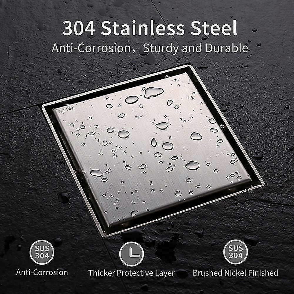 Shower Floor Drain with Tile Insert Grate Cover, 5 Inch Square ...