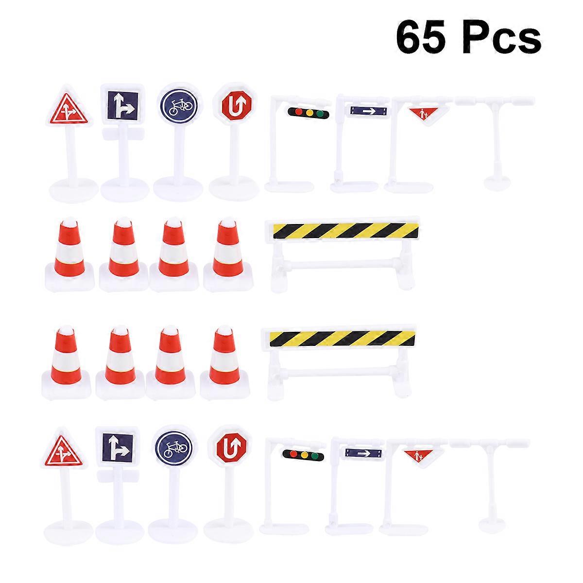 65 Pcs Car Emblems Street Signs Traffic Signs Traffic Sign Toy Early ...