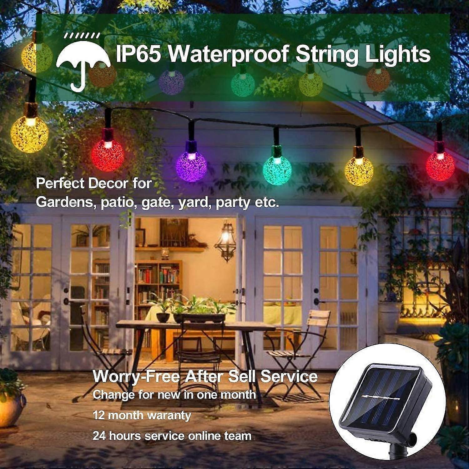 Solar Lights Outdoor Garden, 24ft 50 Led Garden Solar Lights Waterproof ...