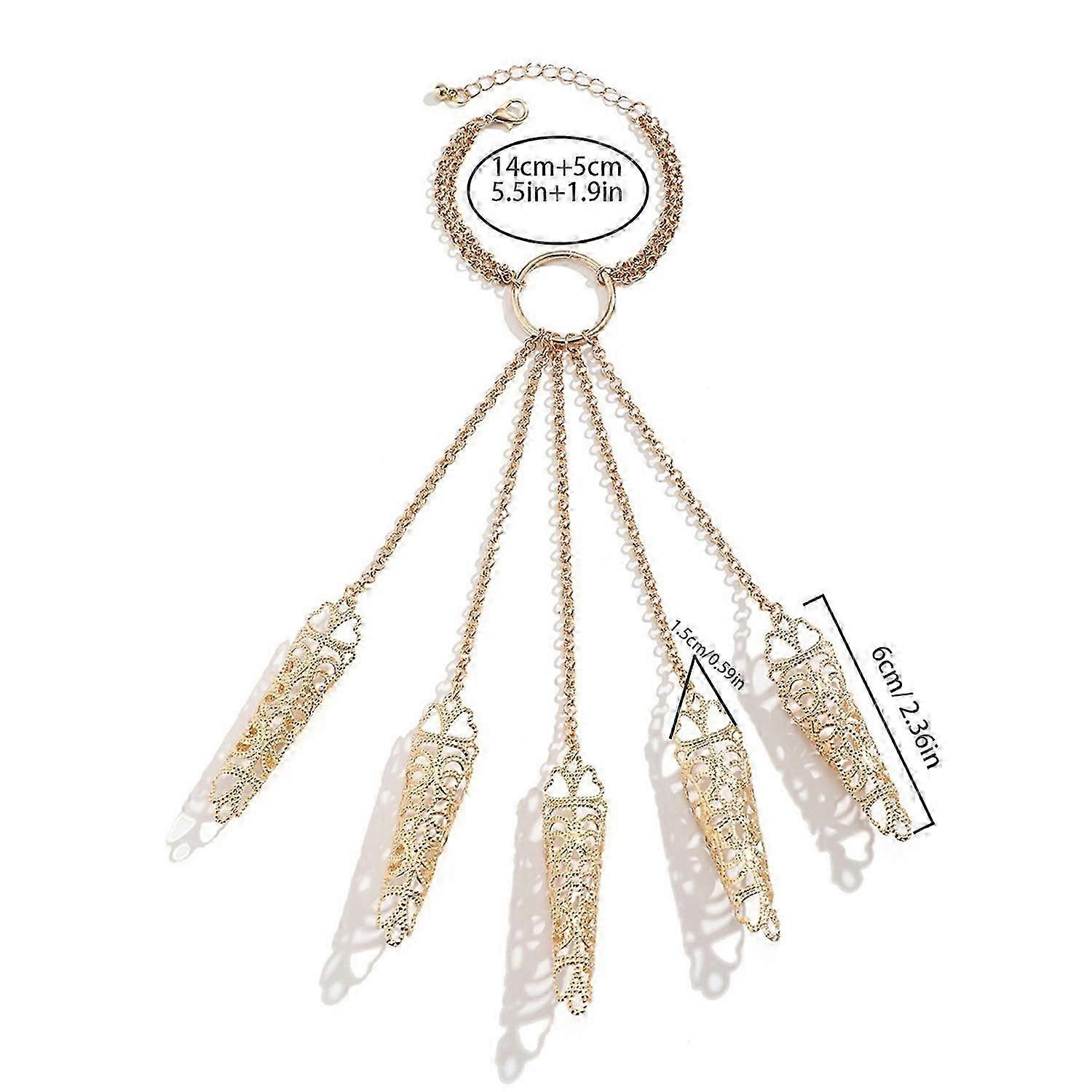 Gothic Ghost Finger Bracelet Punk Nail Chain Ring Bracelet Adjustable ...