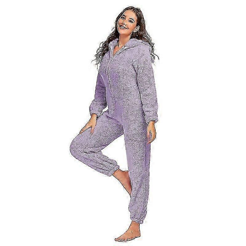 Winter Warm Pyjamas Women Onesies Fluffy Fleece Jumpsuits Sleepwear ...