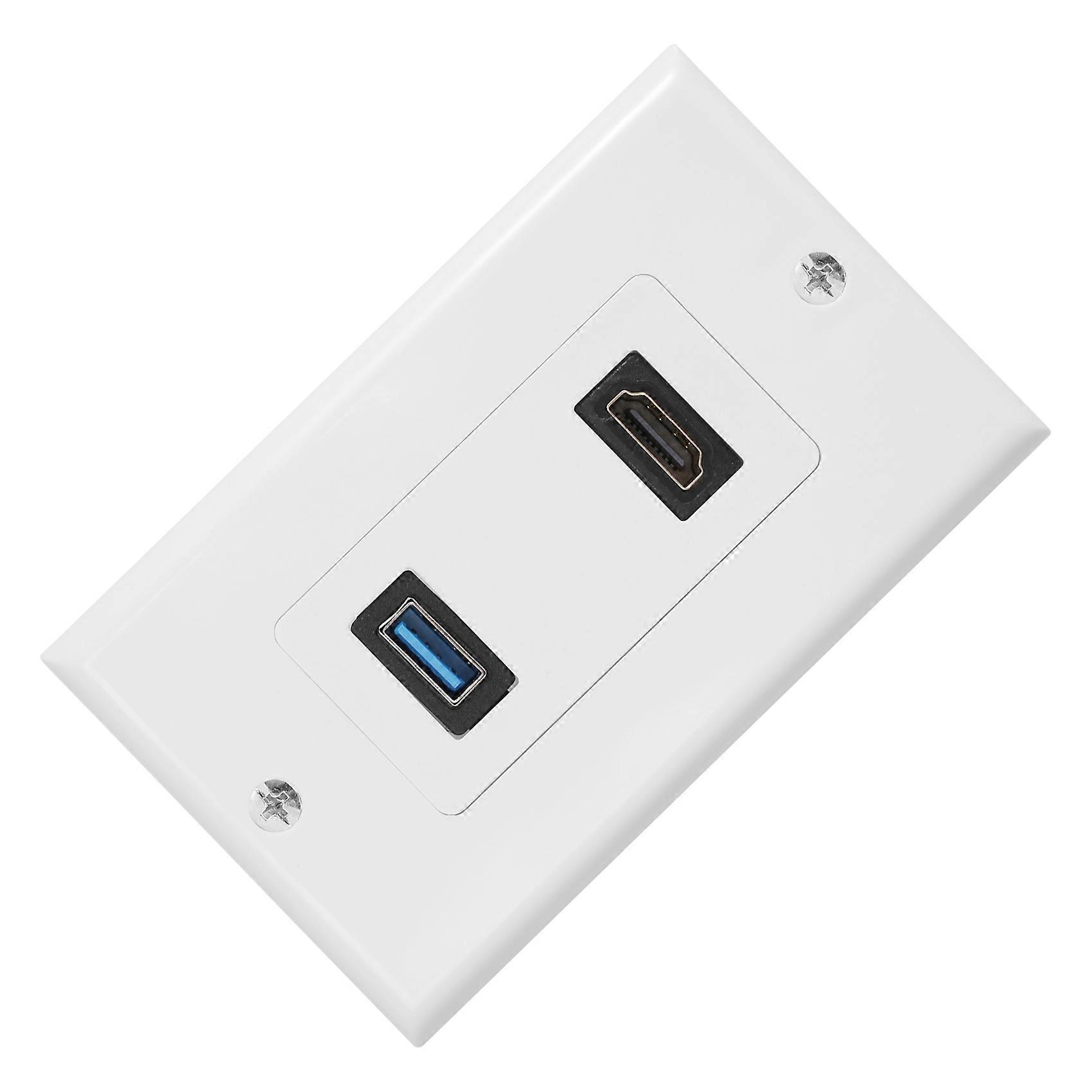 1x 2Port HDMI+USB 3.0 Female Wall Face Plate Panel Outlet Socket ...
