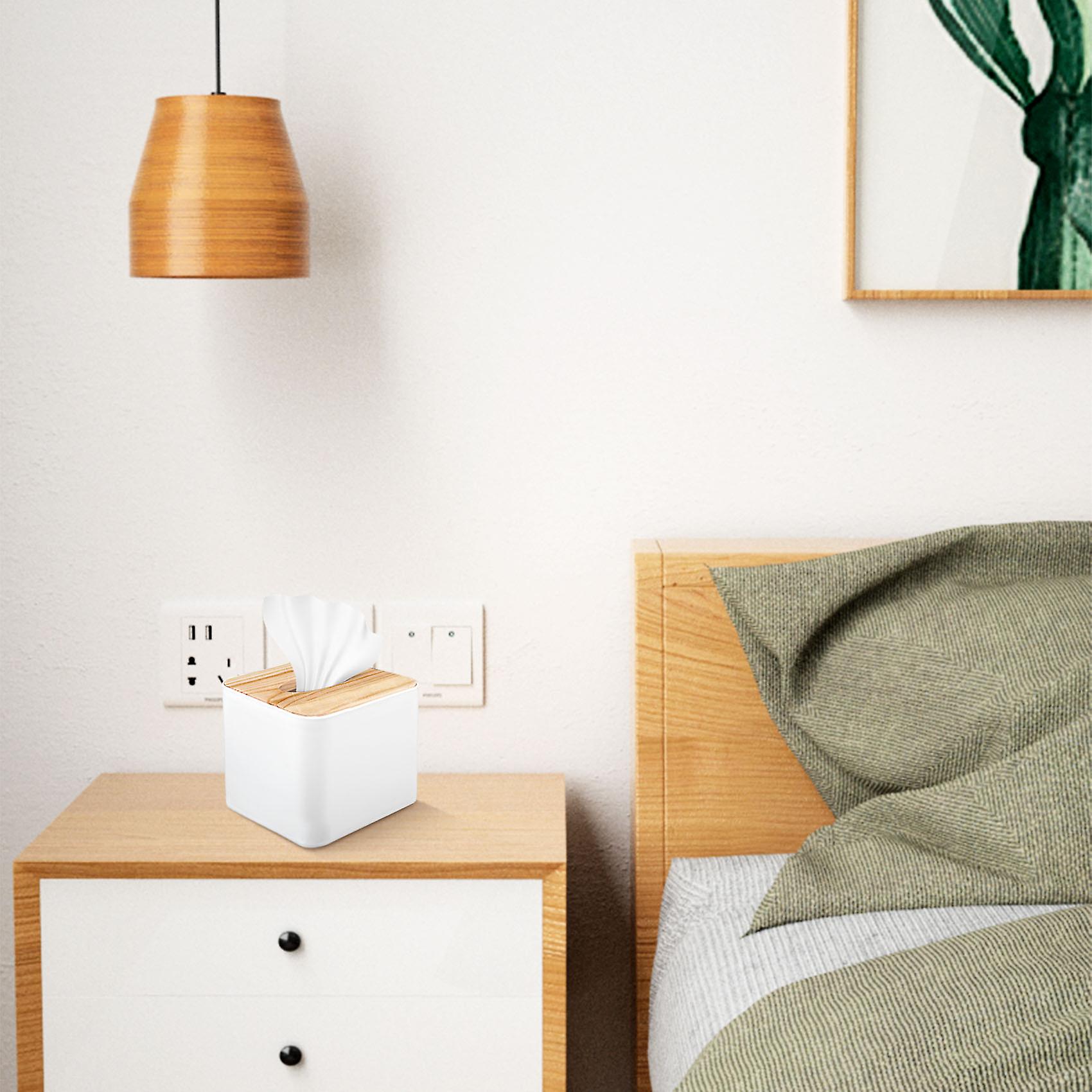 Square Tissue Box Tissue Box with Wooden Lid Household Removable Mini ...