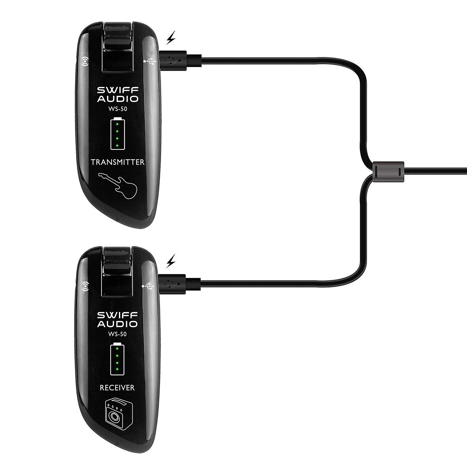 Swiff Ws-50 Uhf Guitar Wireless System Transmitter Receiver 50m Transmission Range Built-in ...