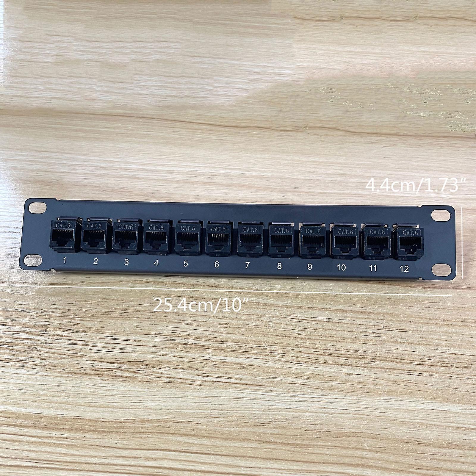 Ethernet Patch Panel CAT6 12 Port RJ45 Wall & Rack Mount Keystone Jack ...