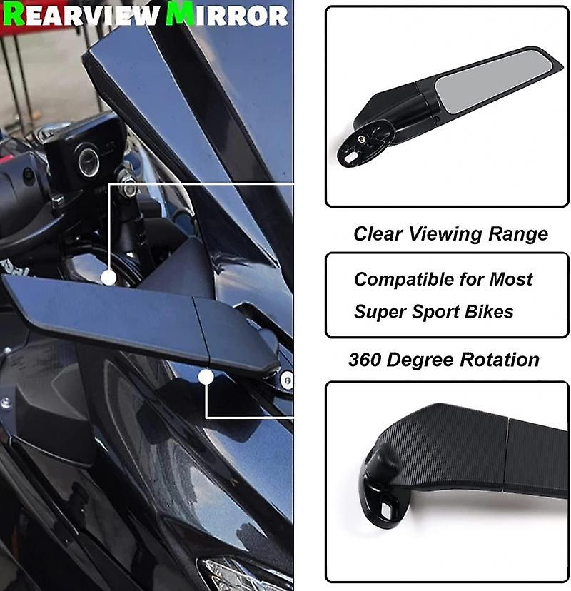 Motorcycle Rearview Mirrors, Adjustable Rotating Side Mirrors For Front ...