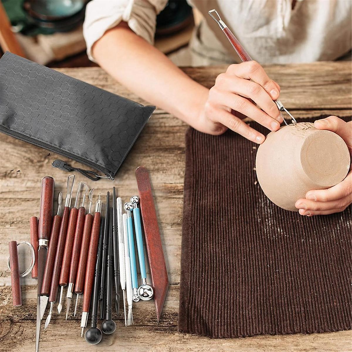Clay Sculpting Tools, Basic Clay Pottery Carving Tool Kit with Wooden ...