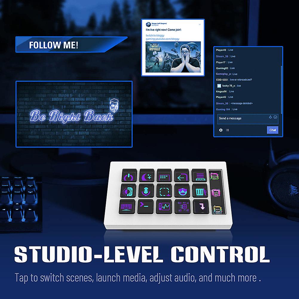 15 LCD Keys Visualable Stream Deck Keyboard Easy Using Live Streaming ...