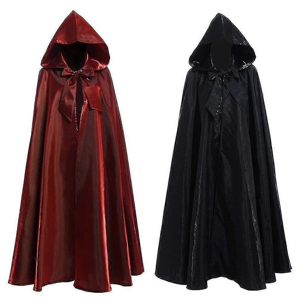 Witchcraft Solid Color Tie Up Medieval Robe Halloween Hooded Cloak Long ...