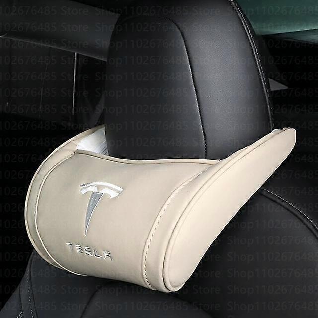 Leather Car Headrest For Tesla Model 3 X S Y 2022 Waist Pillow Travel ...