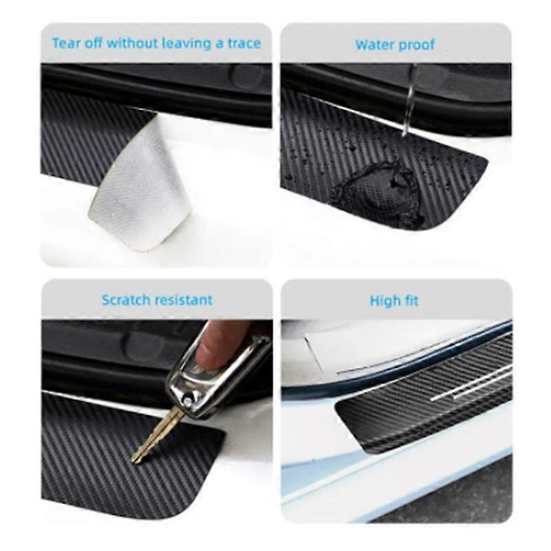 Car Door Sill Protector Carbon Fiber Threshold Stickers For Fiat 500 ...