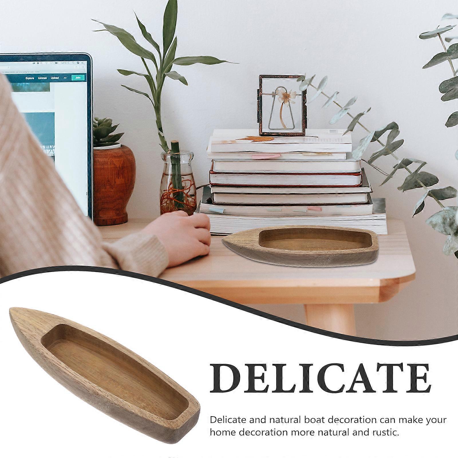 Wooden Boat Decor Unfinished Boat Natural Wooden Boat Craft Fishing ...